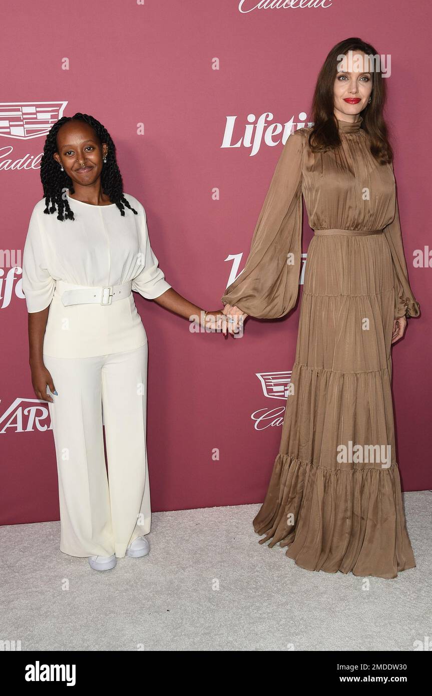 Zahara Jolie-Pitt, from left, and Angelina Jolie arrive at Variety's ...