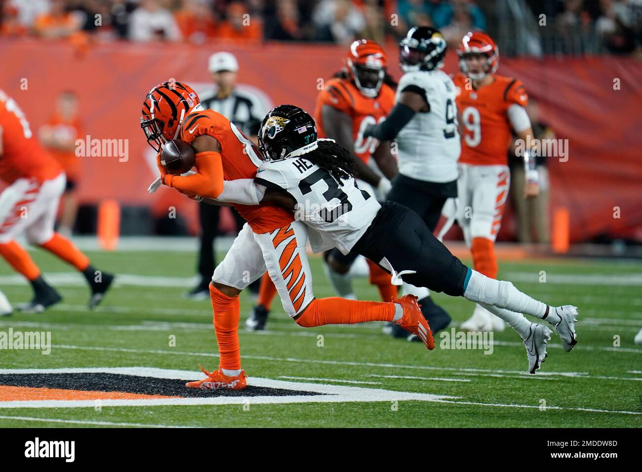 Cincinnati Bengals' Tyler Boyd (83) is tackled by Jacksonville Jaguars ...