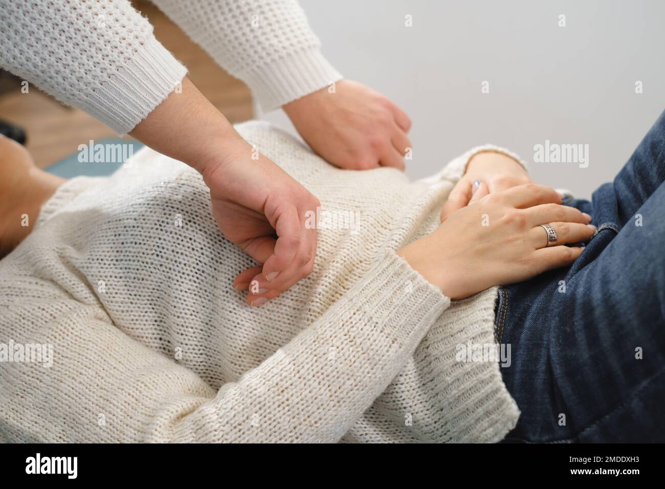 Woman Osteopath Therapist Examining Patient body for Diagnosis and ...