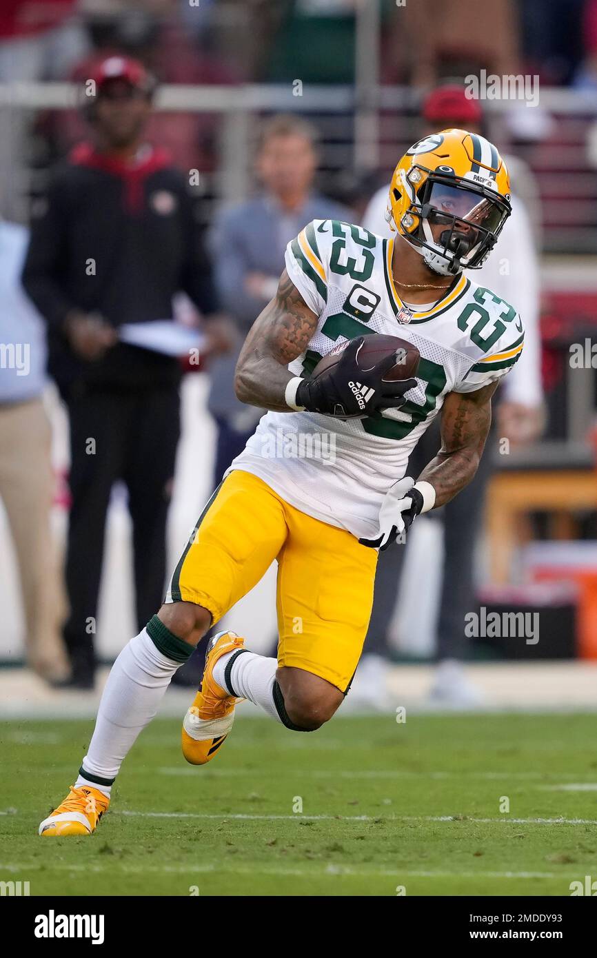 Green Bay Packers cornerback Jaire Alexander (23) returns an ...