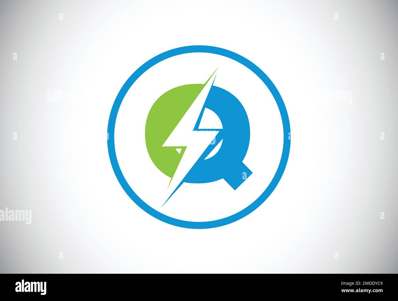 Initial Q letter logo design with lighting thunder bolt. Electric bolt ...
