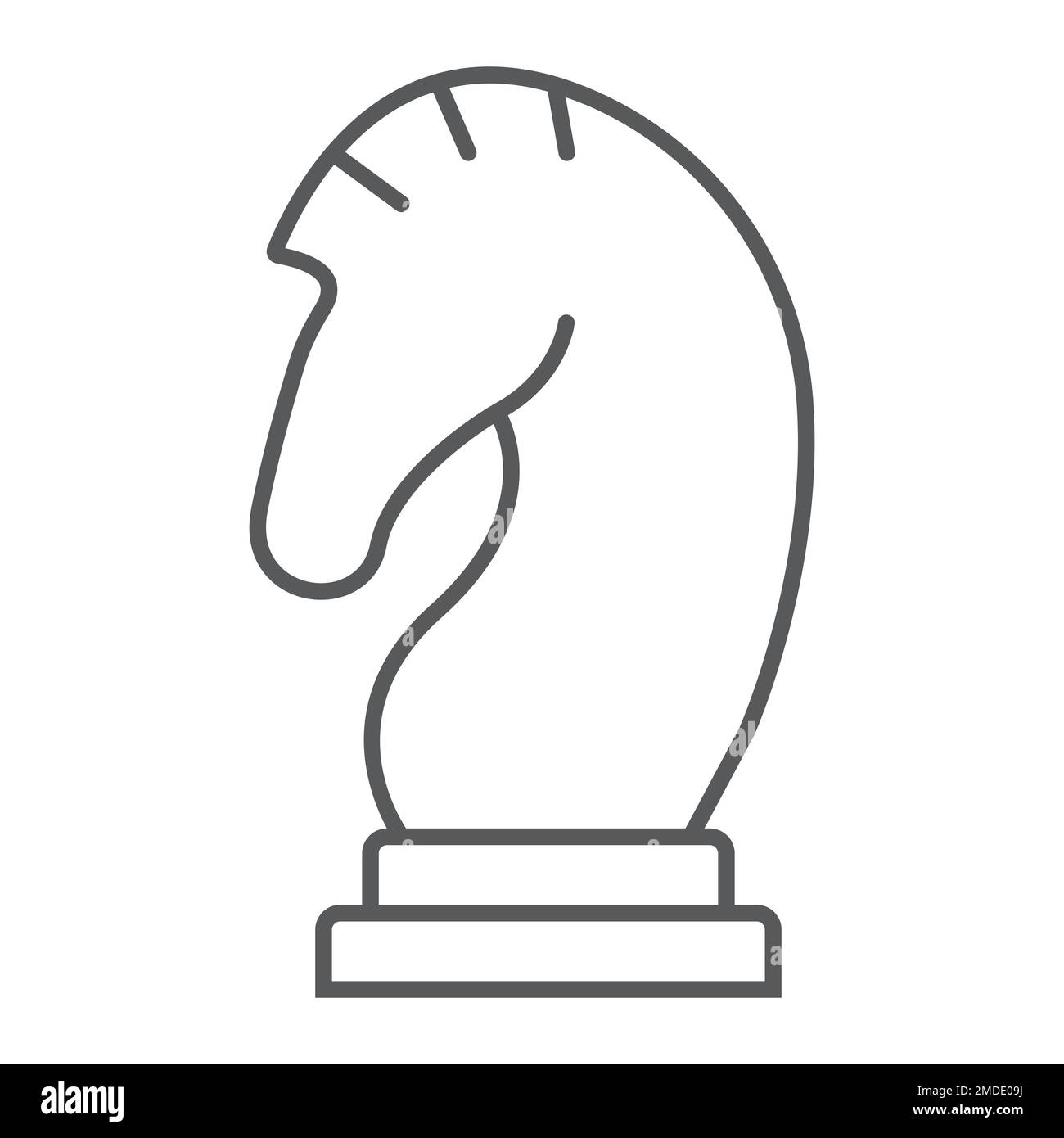 Chess thin line icon, game and sport, horse chess figure sign, vector graphics, a linear pattern ...