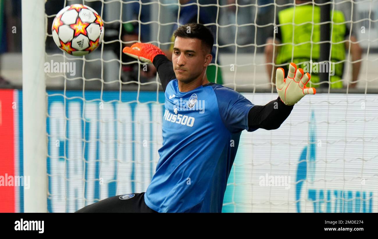 Atalanta's goalkeeper Juan Musso warms up ahead of the Champions League ...