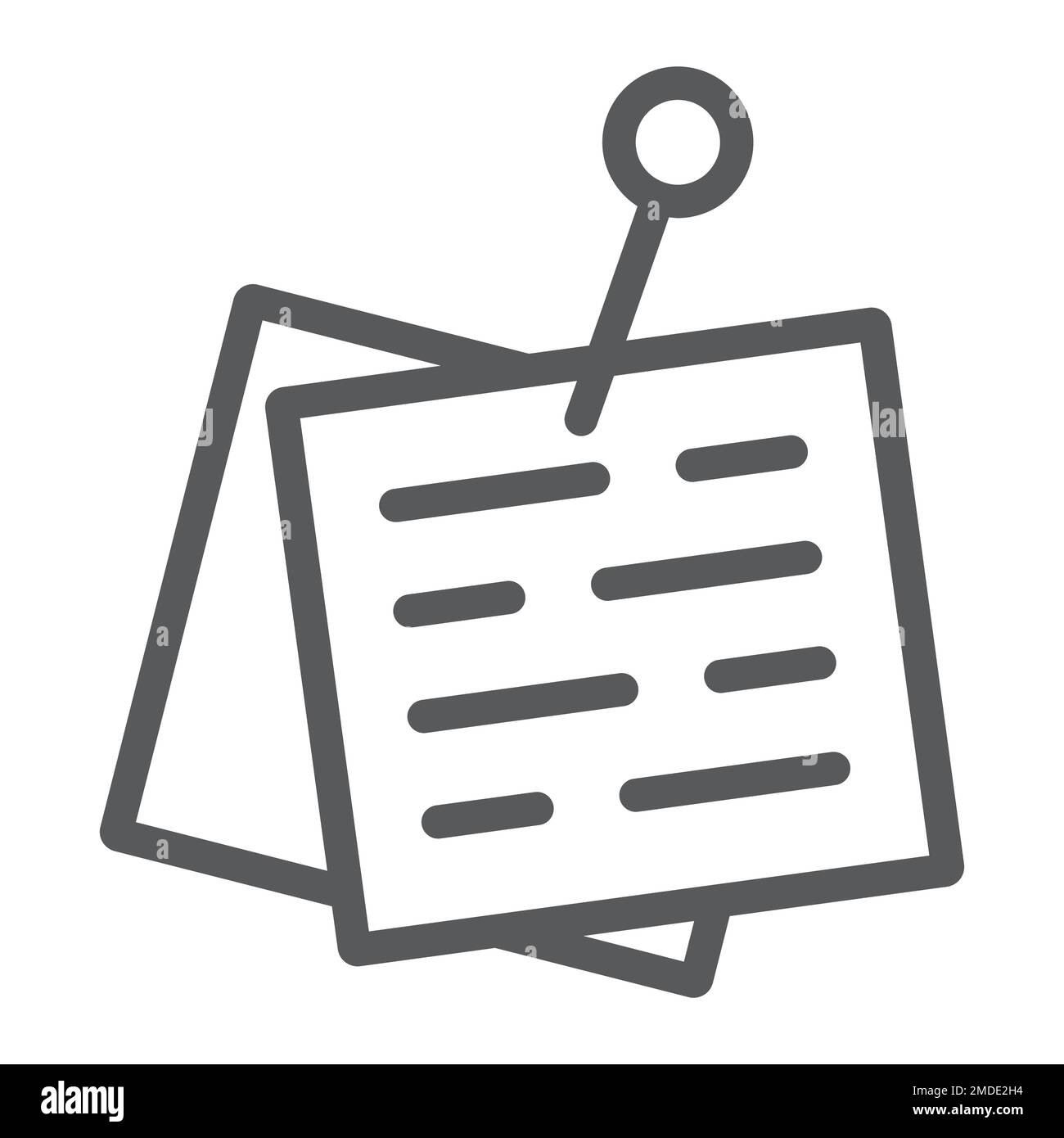 Pinned paper line icon, office and work, sticky note sign, vector ...