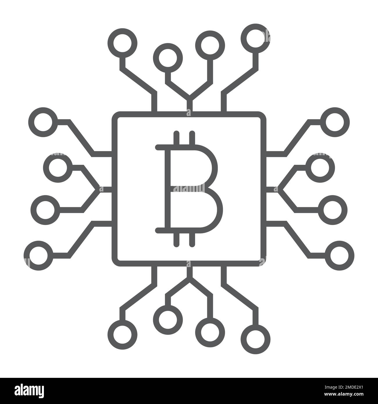 Cpu Mining Thin Line Icon Money And Finance Processor Sign Vector