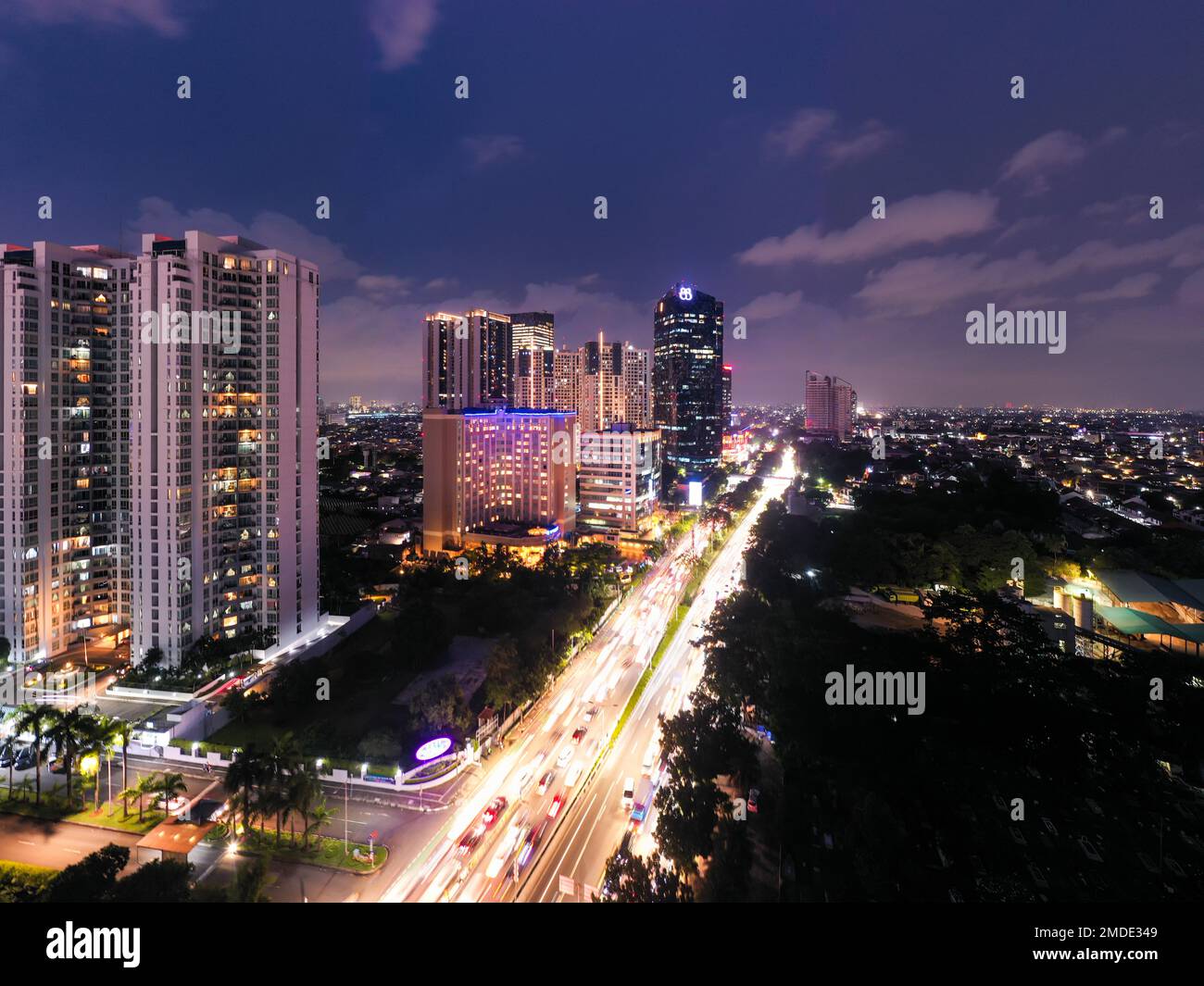 Aerial view of house building and city construction concept, evening ...