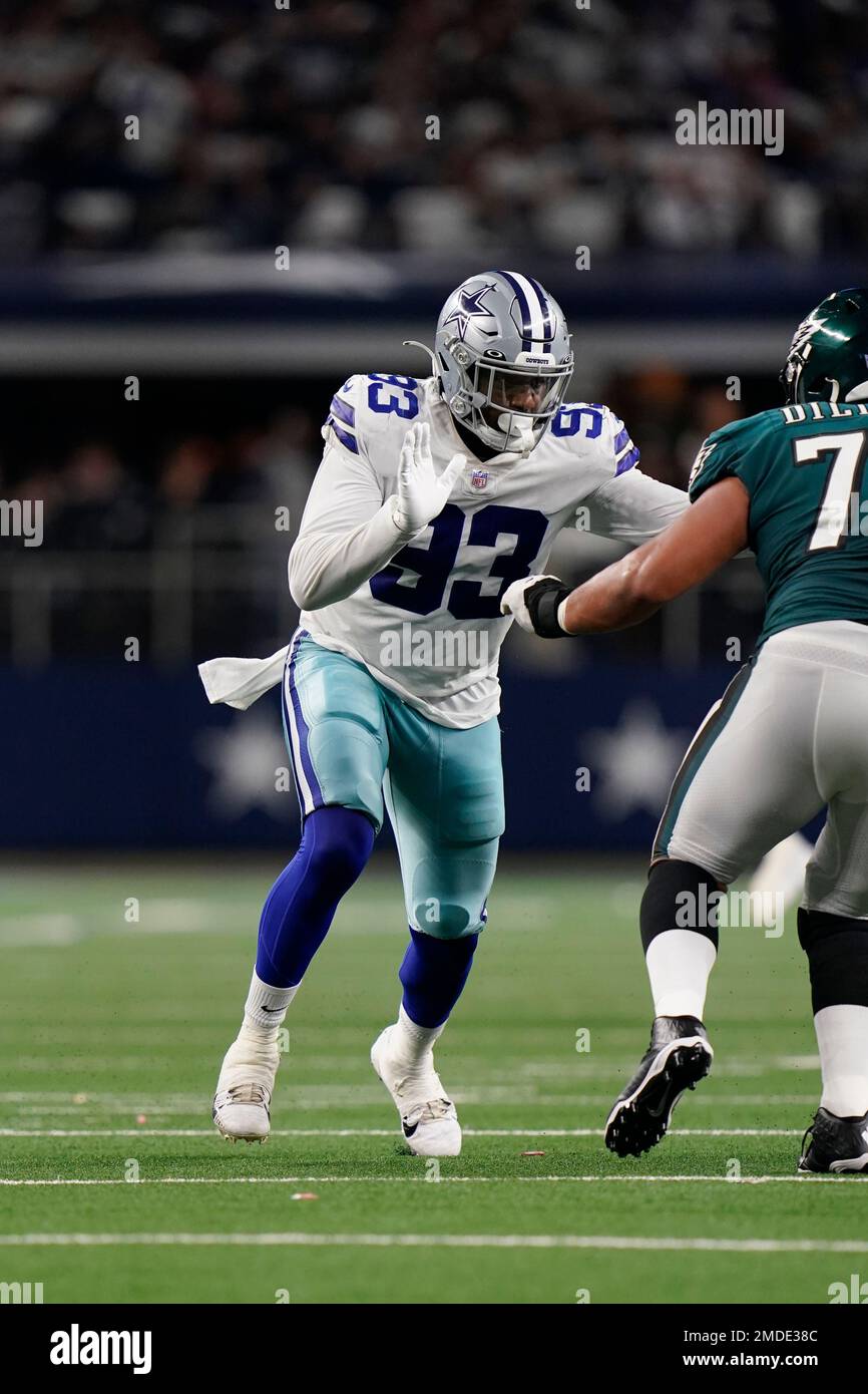 Dallas Cowboys defensive end Tarell Basham (93) rushes during an NFL ...