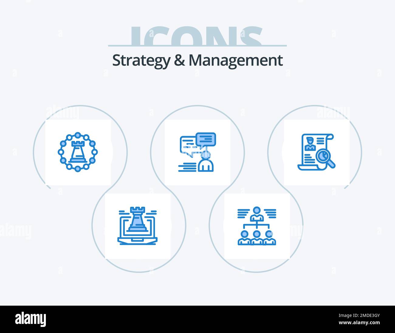 Strategy And Management Blue Icon Pack 5 Icon Design. support. chat ...