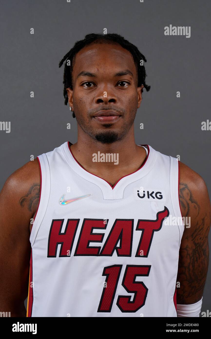 Miami Heat guard Javonte Smart poses for a photo during the NBA ...