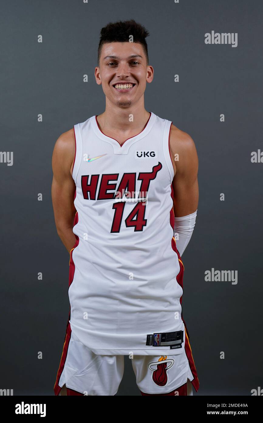 Miami Heat guard Tyler Herro poses for a photo during the NBA ...