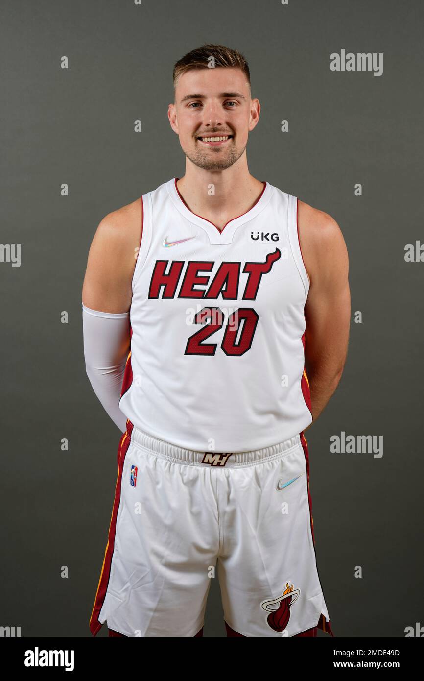 Miami Heat forward Micah Potter poses for a photo during the NBA ...
