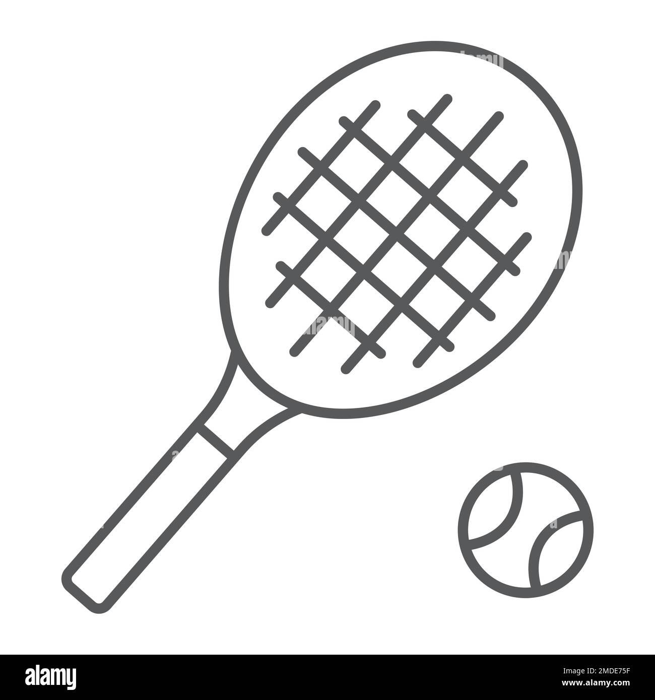 Tennis thin line icon, game and sport, racket sign, vector graphics, a ...