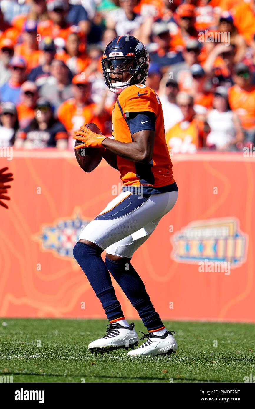 Teddy Bridgewater of the Denver Broncos makes a play against the New ...