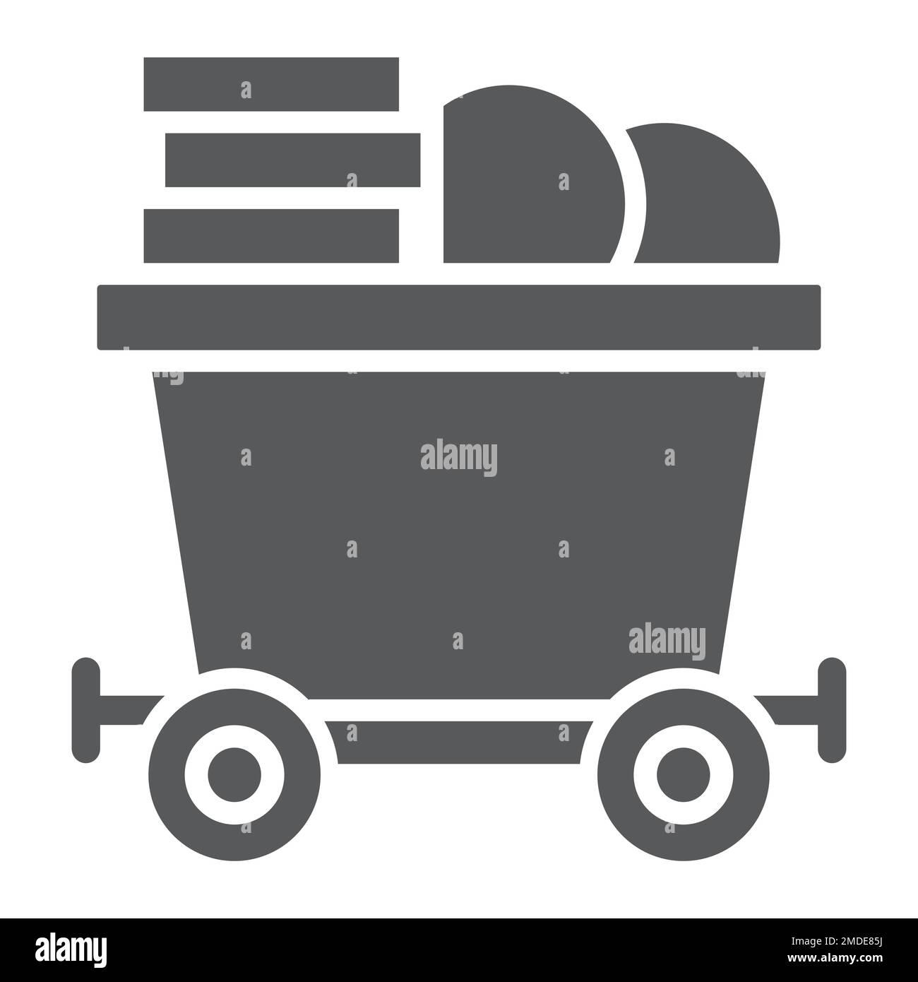 Coins on mine trolley glyph icon, finance and money, bitcoin mining ...