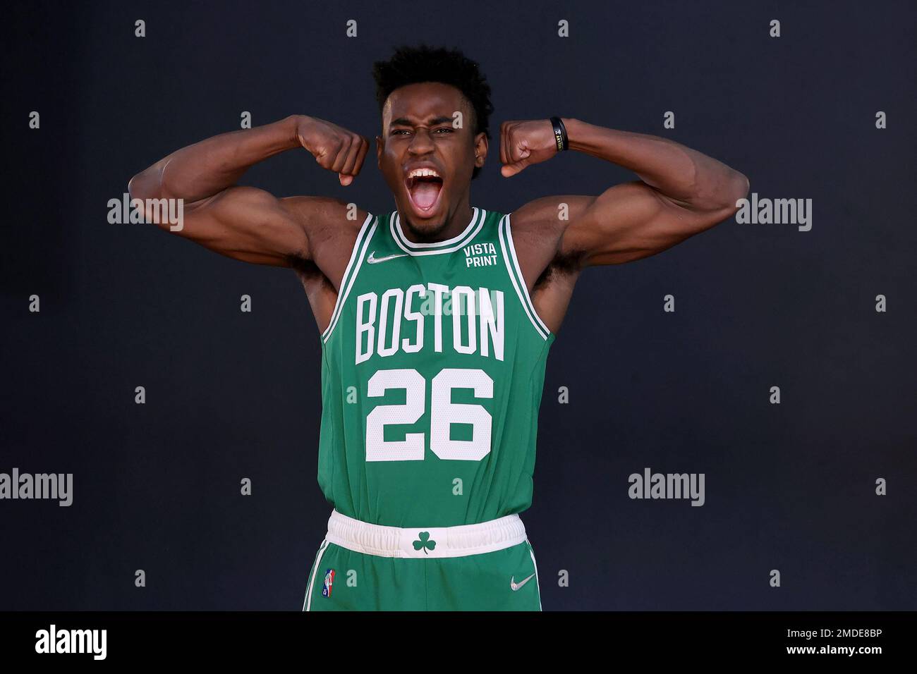 Boston Celtics forward Aaron Nesmith poses for a photo during the ...