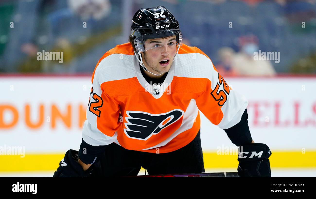 Philadelphia Flyers' Tyson Foerster plays during a preseason NHL hockey ...