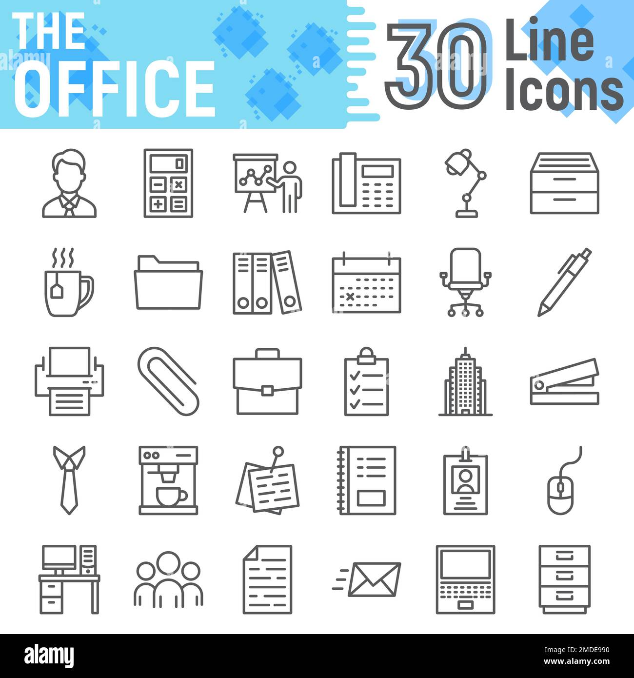 Office line icon set, business symbols collection, vector sketches ...