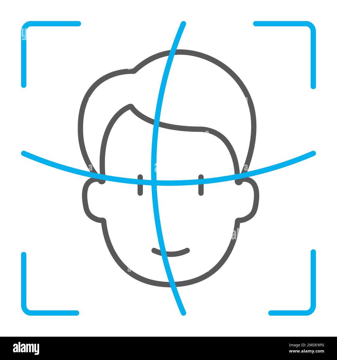 Face ID thin line icon, face recognition and face identification, face ...