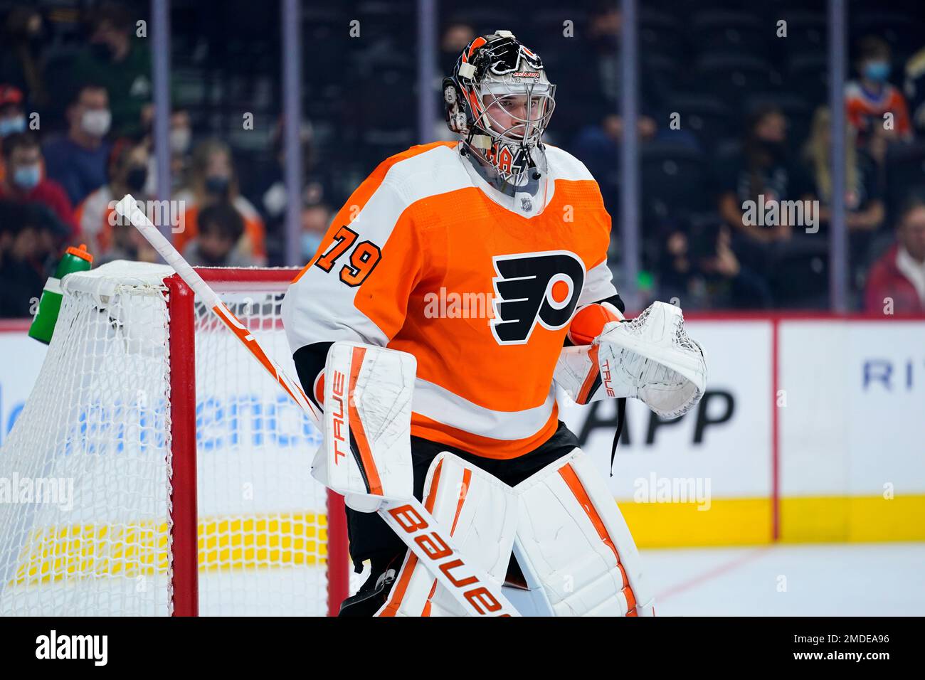 Philadelphia Flyers' Carter Hart plays during a preseason NHL hockey ...