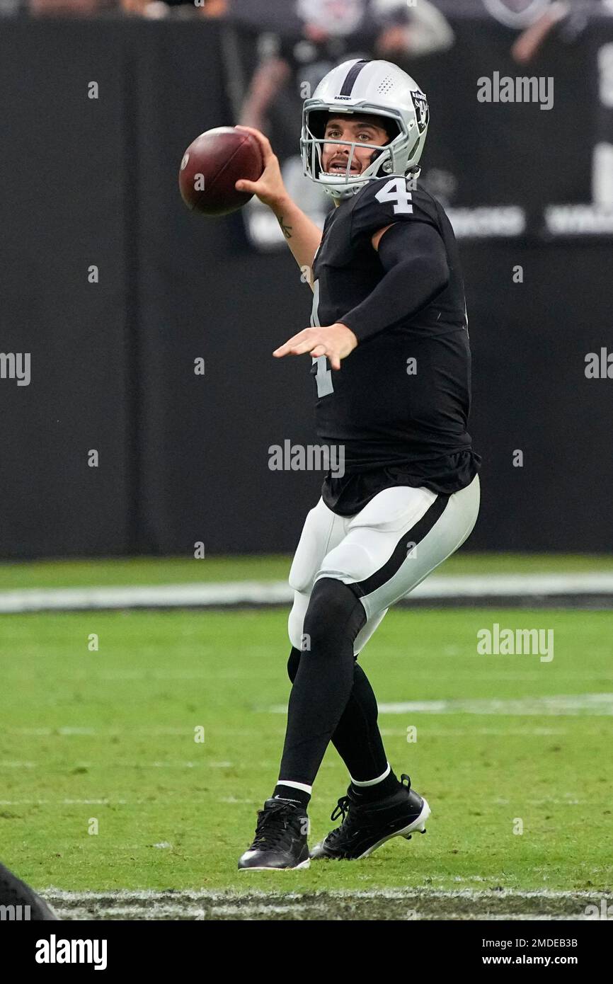 Las Vegas Raiders quarterback Derek Carr (4) during an NFL football ...