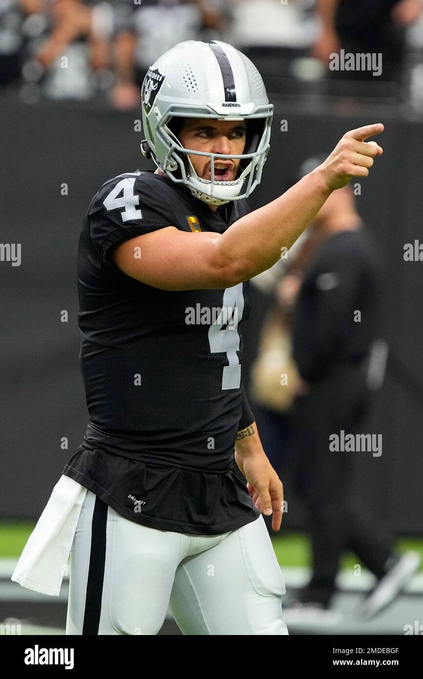 Las Vegas Raiders quarterback Derek Carr (4) during an NFL football ...