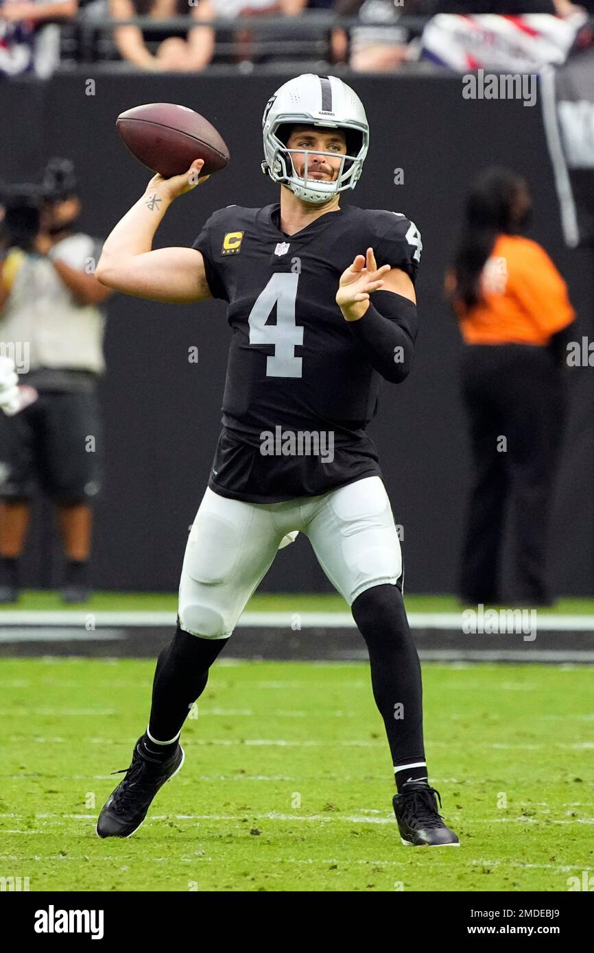 Las Vegas Raiders quarterback Derek Carr (4) during an NFL football ...