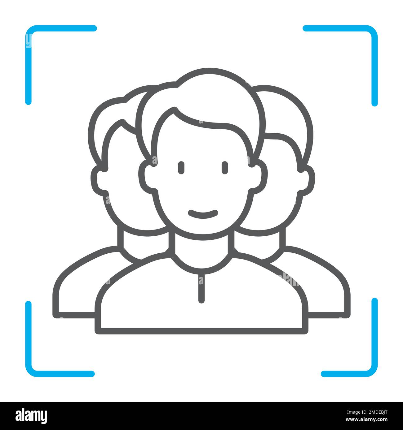 Multi face id thin line icon, face recognition and face identification ...