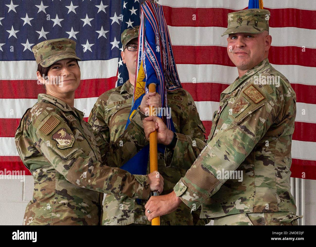 Col. Tammy McElhaney, left, 4th Mission Support Group commander ...