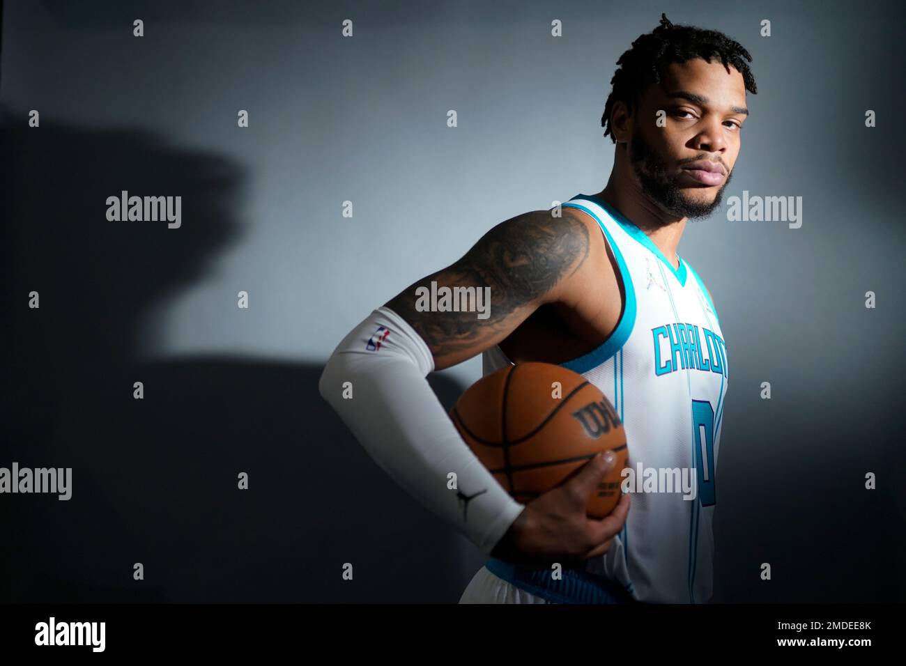 Charlotte Hornets' Miles Bridges poses for a picture during media day ...