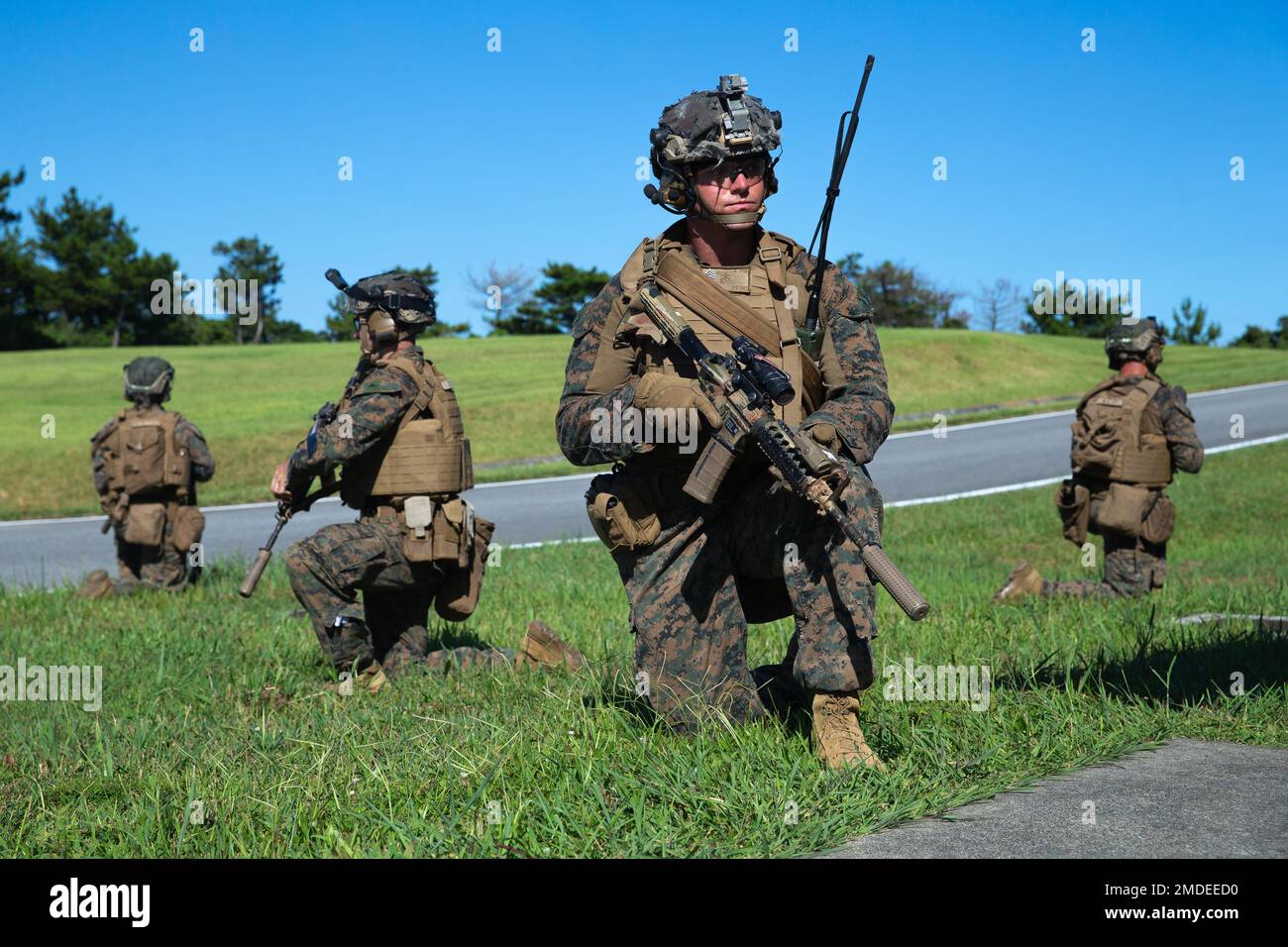 U.S. Marines with 3d Battalion, 2d Marines move to an objective during ...
