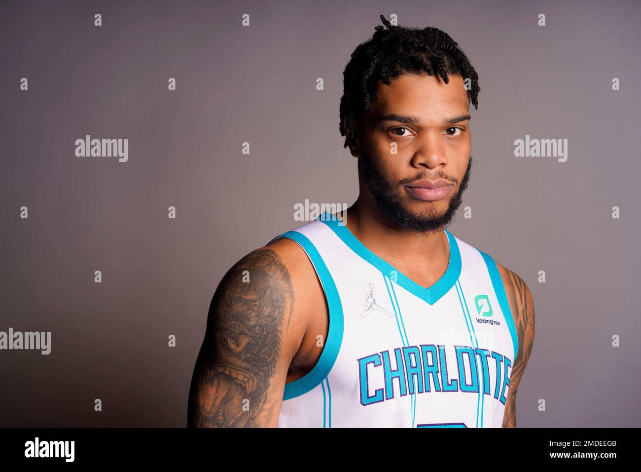 Charlotte Hornets' Miles Bridges poses for a picture during media day ...