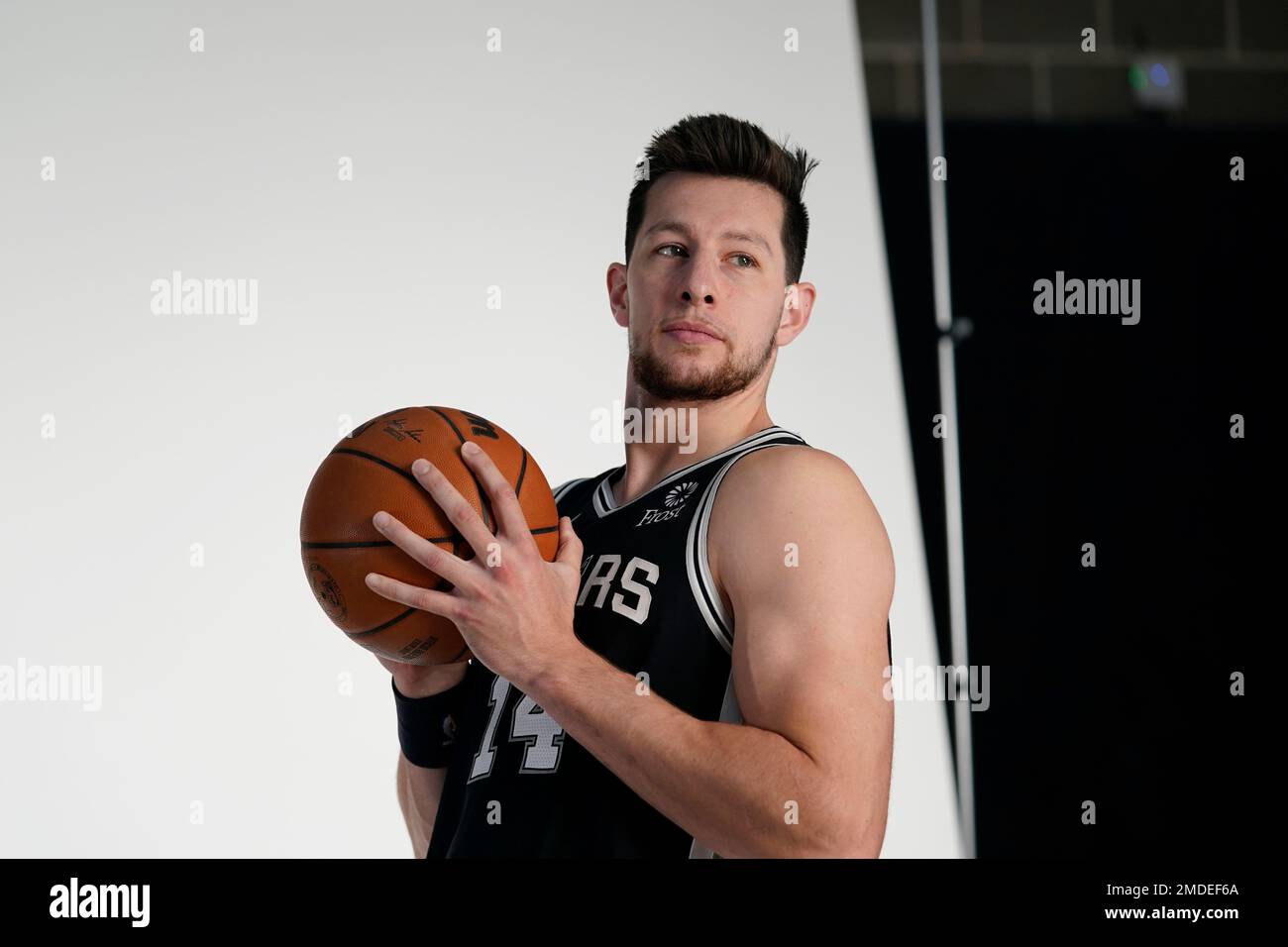 San Antonio Spurs forward Drew Eubanks poses for photos during the NBA ...