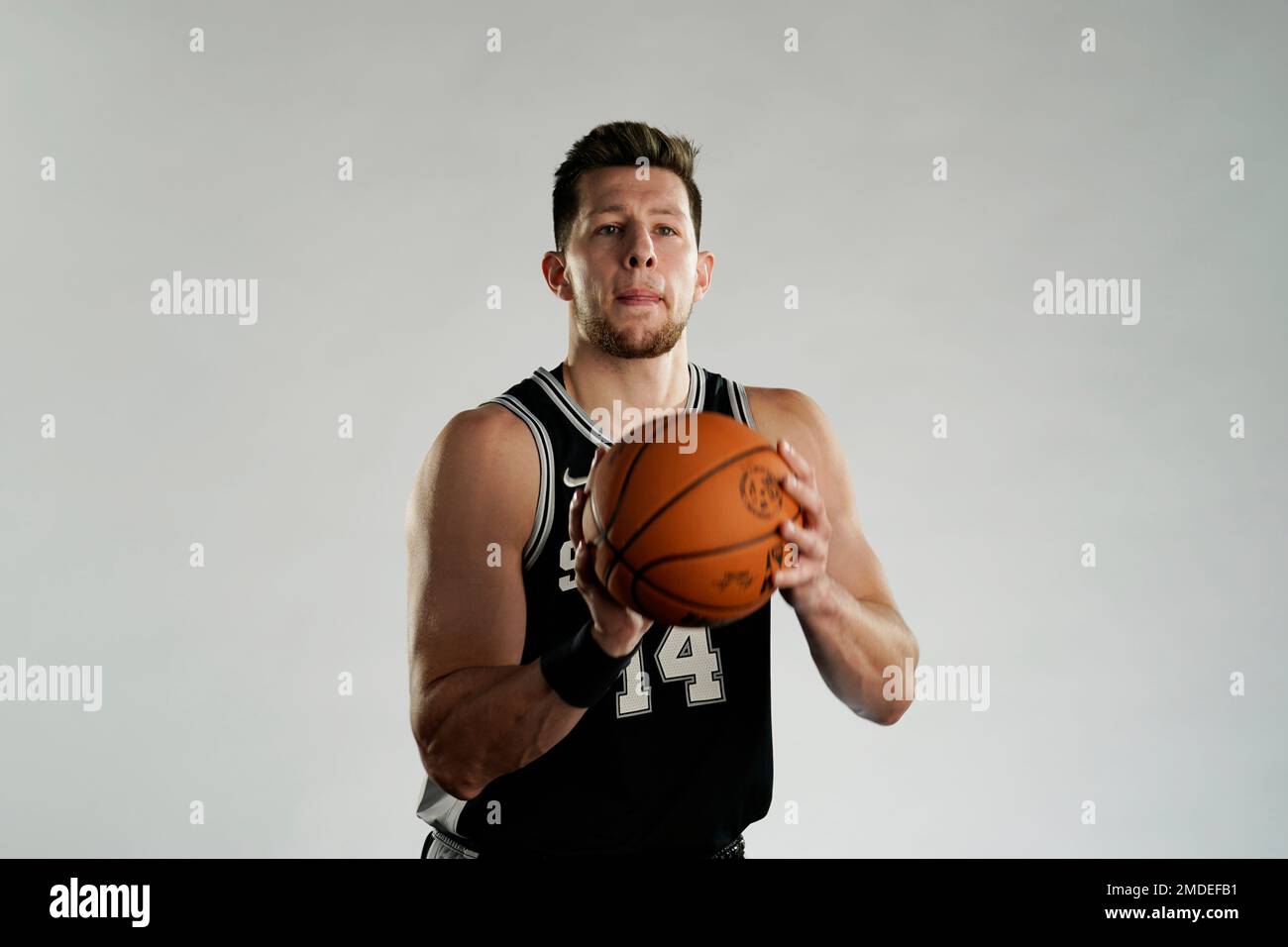 San Antonio Spurs forward Drew Eubanks poses for photos during the NBA ...