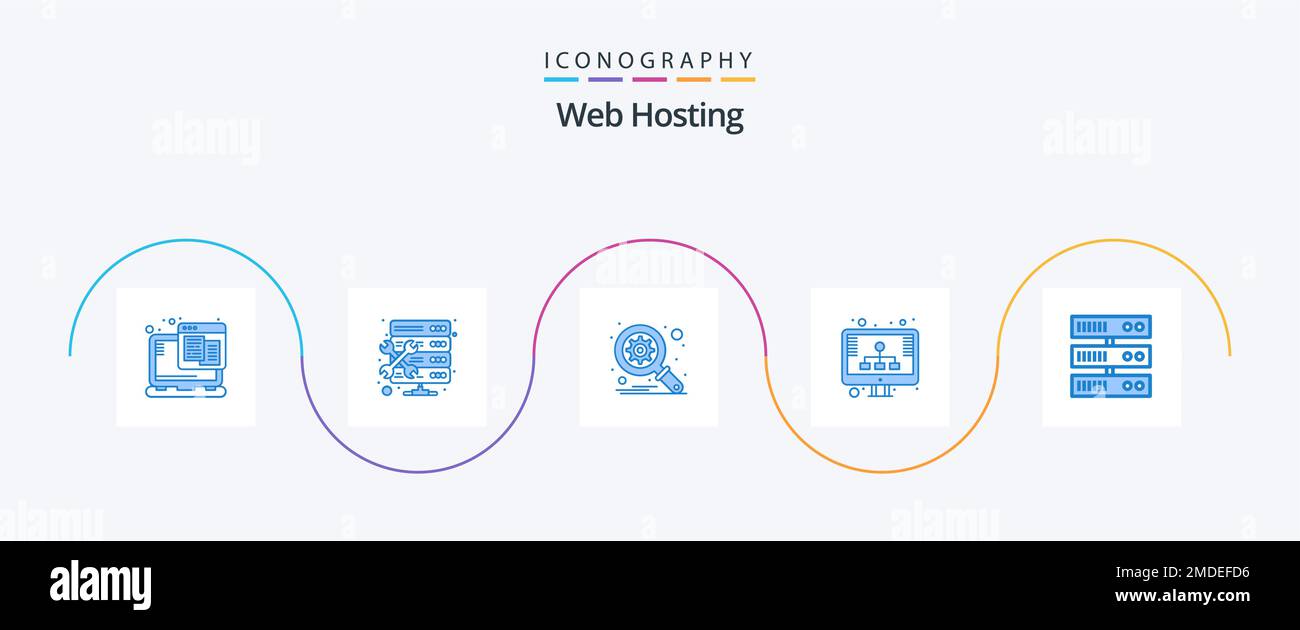 Web Hosting Blue 5 Icon Pack Including server. backup. database. storage. hosting Stock Vector ...