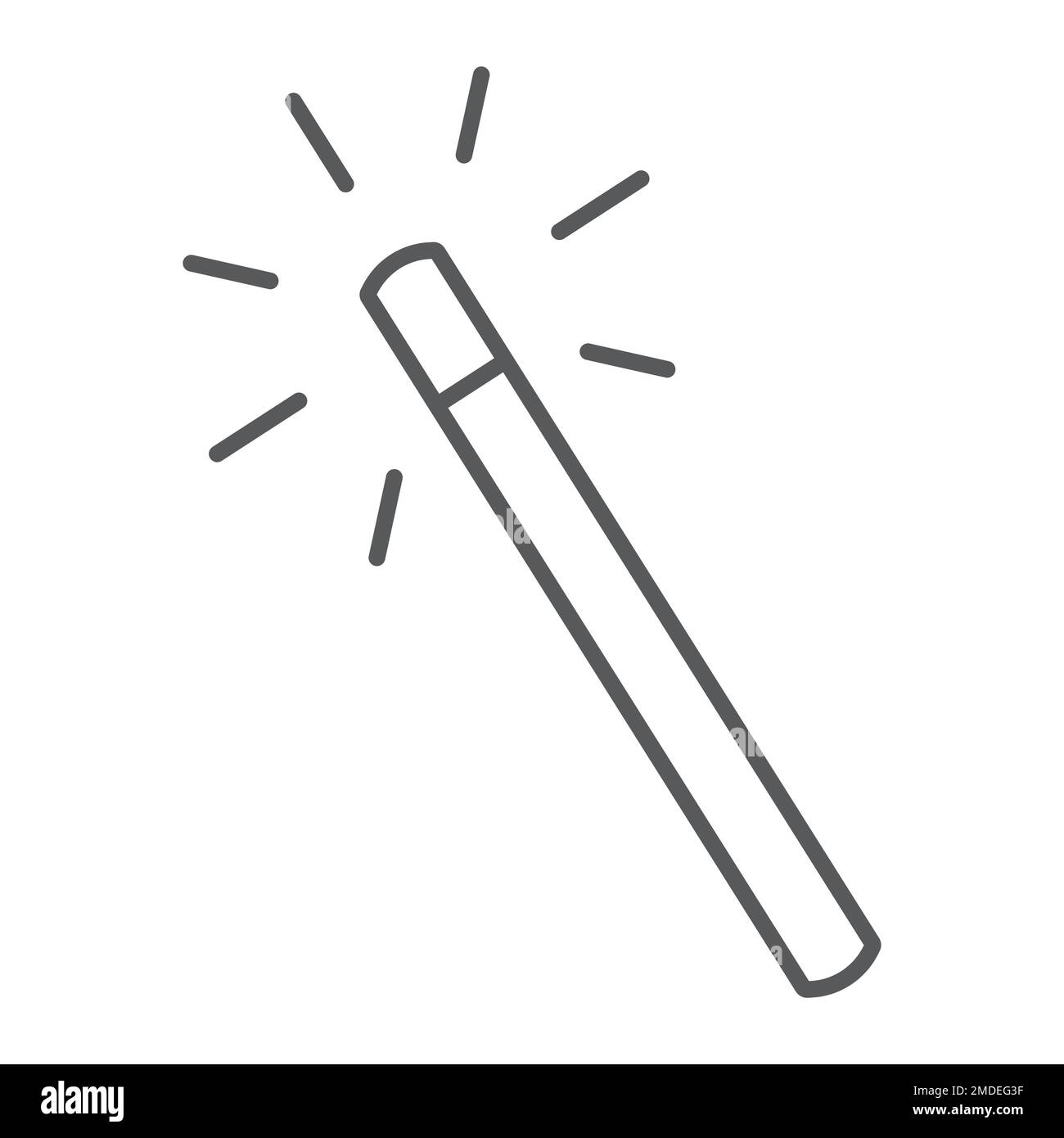 Magic wand thin line icon, tools and design, wand sign, vector graphics, a linear pattern on a ...