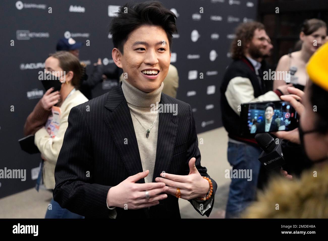 Rich Brian attends the premiere of "Jamojaya" at the Eccles Theatre ...