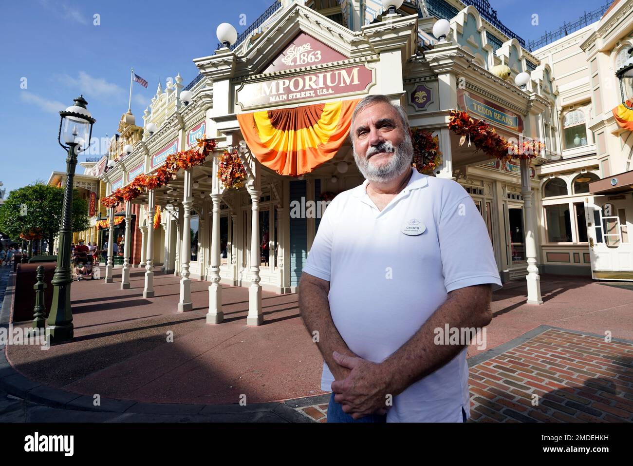 Chuck Milam will celebrate his 50 years at Disney on Oct 1, stands on ...