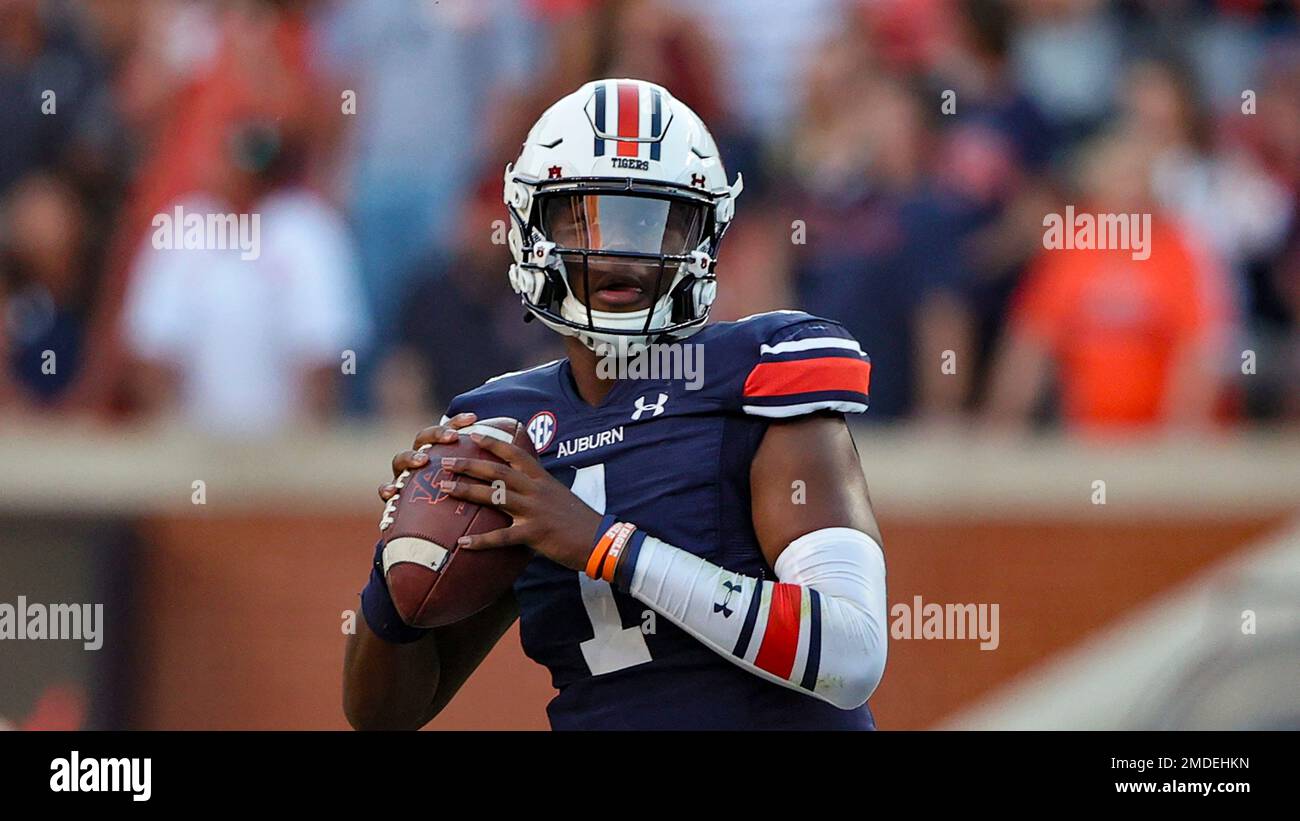 Auburn quarterback TJ Finley (1) throws a pass against Georgia State ...