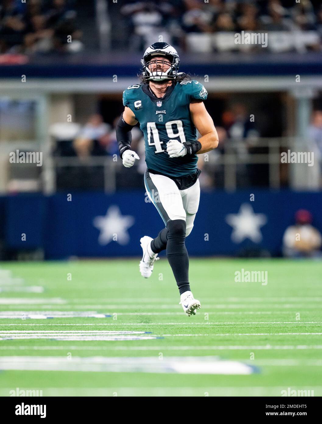 Philadelphia Eagles linebacker Alex Singleton (49) defends during an ...