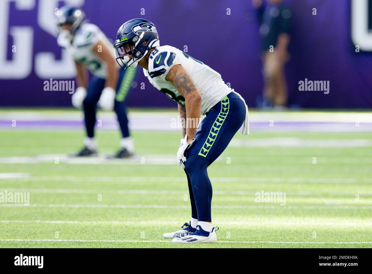 Seattle Seahawks wide receiver Freddie Swain (18) on the field during ...