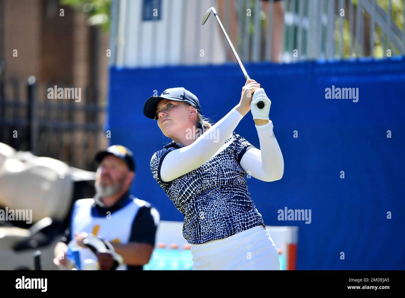 Matilda Castren, of Finland, on the 17th tee during the LPGA Walmart NW ...