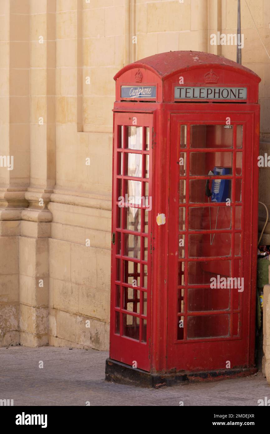 An British style iconic red telephone box - Valletta, Malta Stock Photo ...