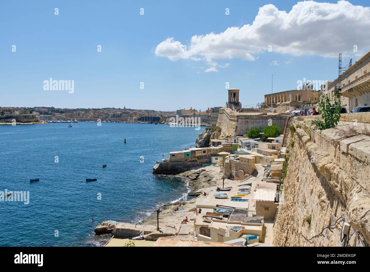 Saint Elmo beach under the city walls - Valletta, Malta Stock Photo - Alamy