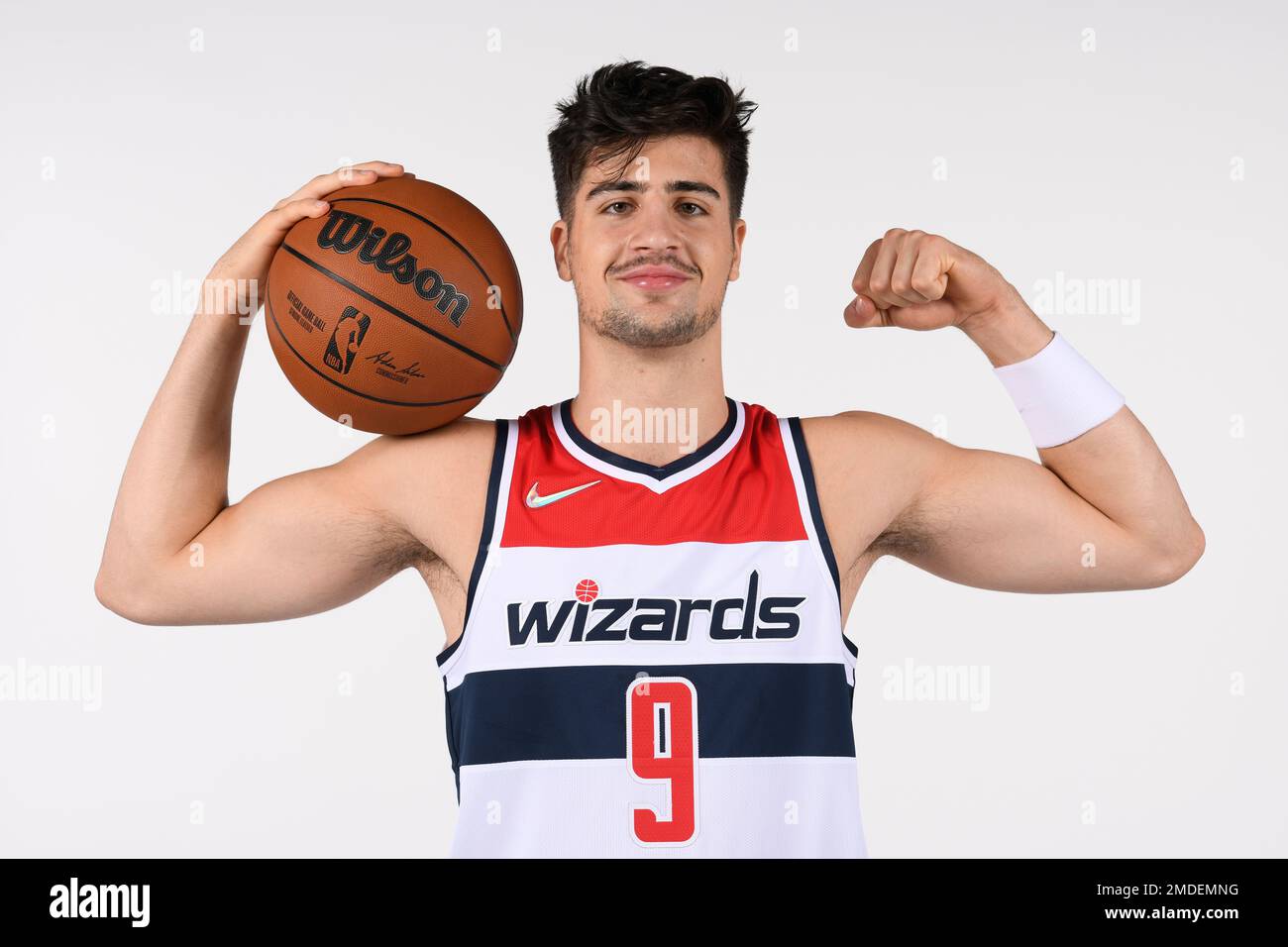 Washington Wizards forward Deni Avdija poses for a photograph during an ...