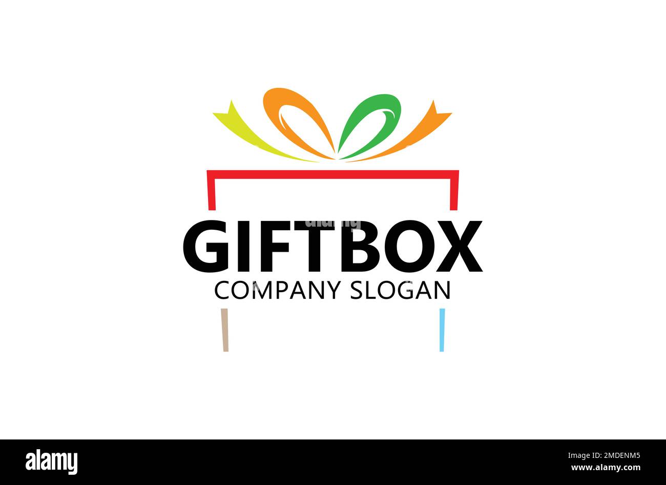 Colorful Gift Box Package Typography Letter Banner Abstract Lines ...