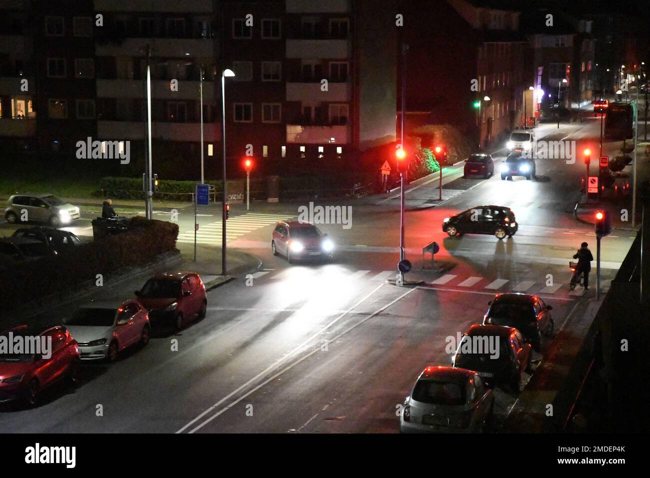 Kastrup/Copenhagen /Denmmark/23 January 2023/ street lights on ...