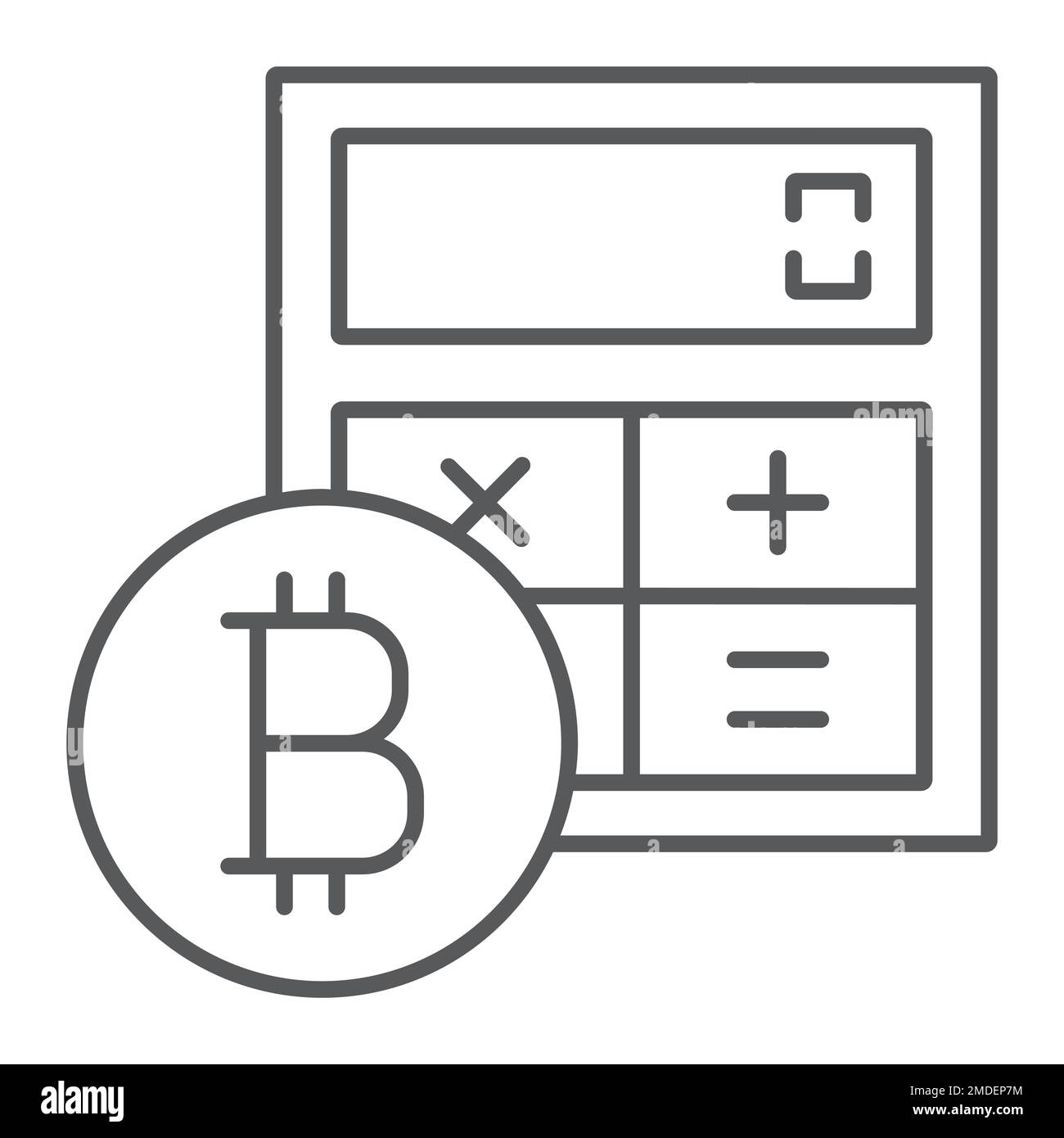 Bitcoin calculator thin line icon, finance and money, calculate sign ...