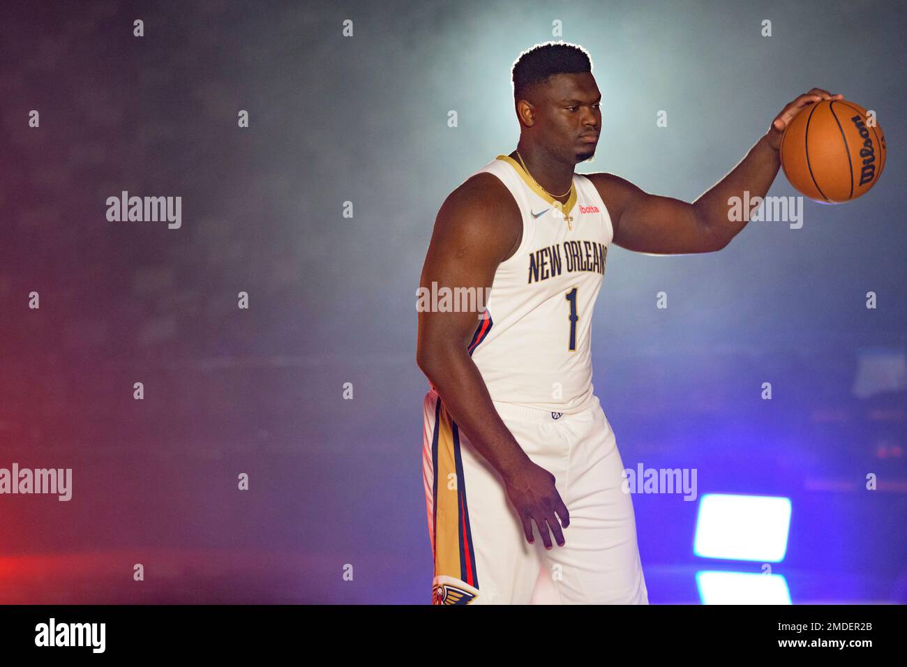 New Orleans Pelicans forward Zion Williamson (1) appears during the NBA ...