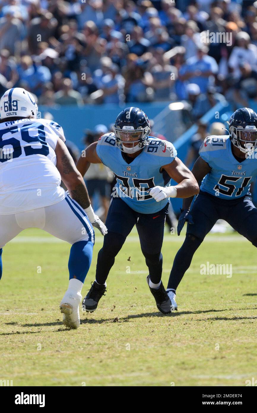 Tennessee Titans linebacker Rashad Weaver (99) plays against the ...