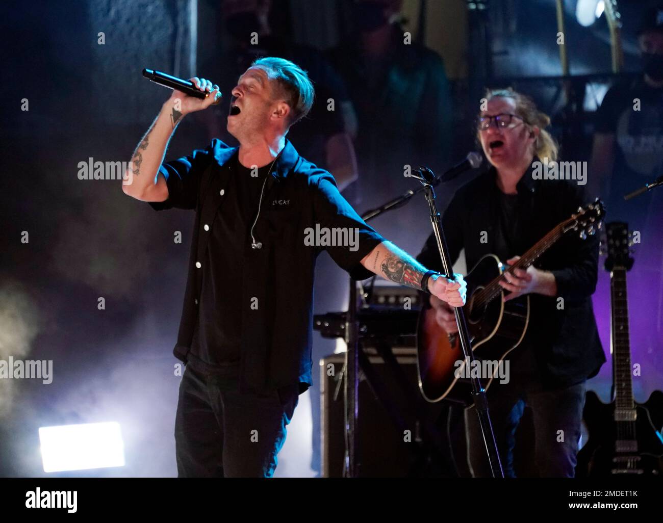 Ryan Tedder, left, and Drew Brown of OneRepublic perform during the ...